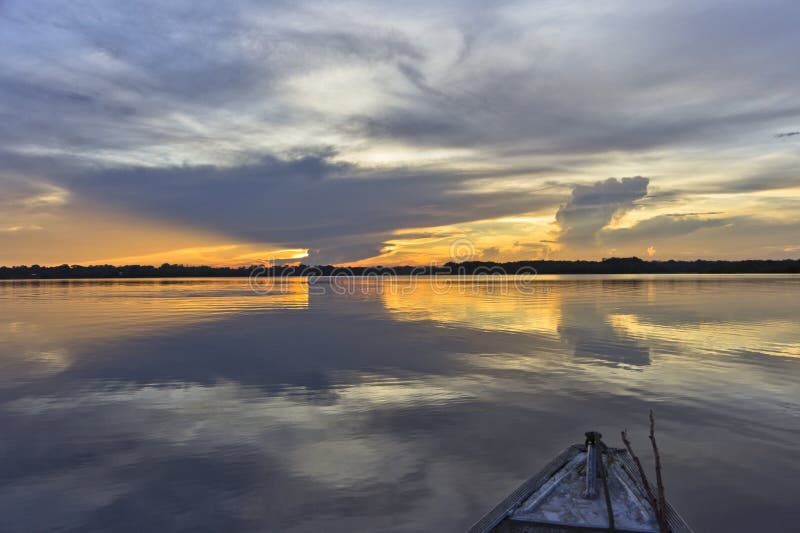 Amazon River, Sunset View, Brazil, South America Stock Photo - Image of ...