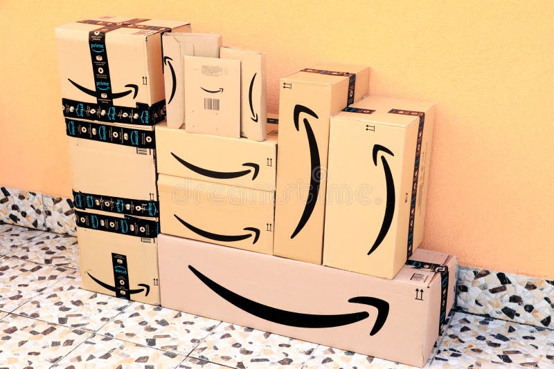 AMAZON Shipping Cardboard Boxes Editorial Photo - Image of cardboard ...