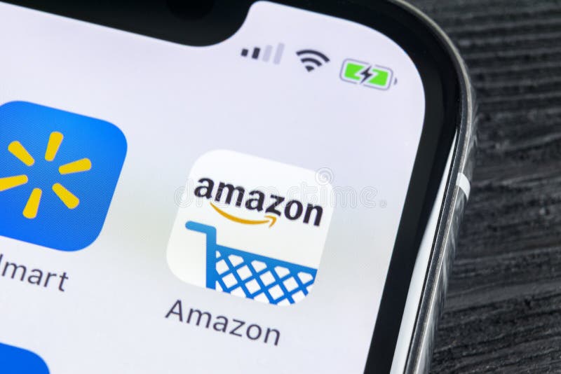 Amazon Shopping Application Icon on Apple IPhone X Screen Close-up ...