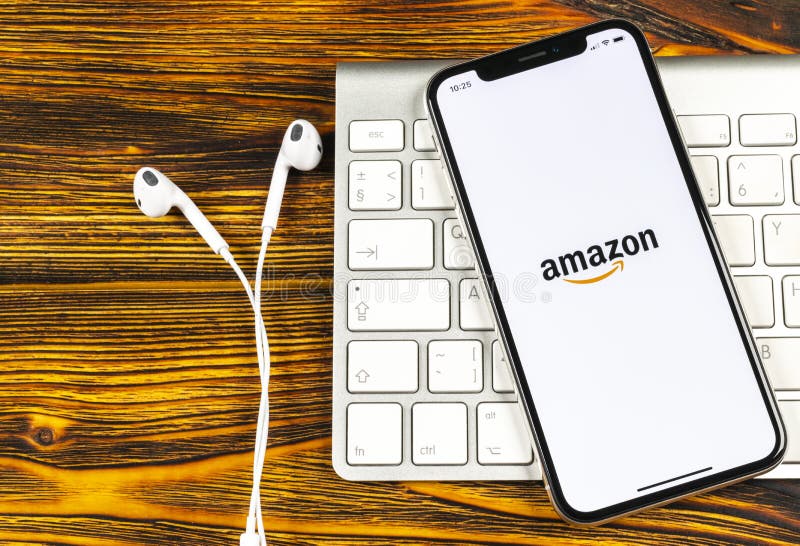 Amazon Shopping Application Icon on Apple IPhone X Screen Close-up ...