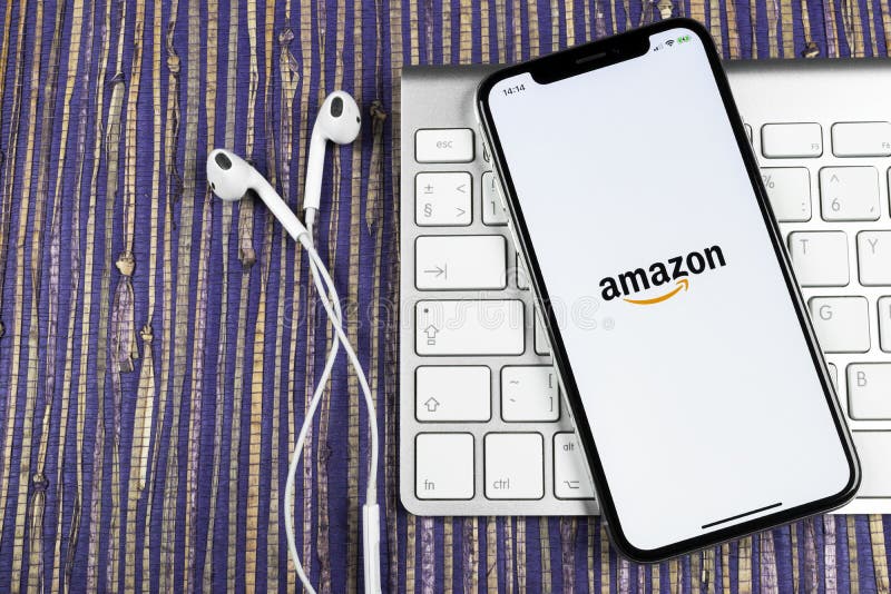 Amazon Shopping Application Icon on Apple IPhone X Screen Close-up ...