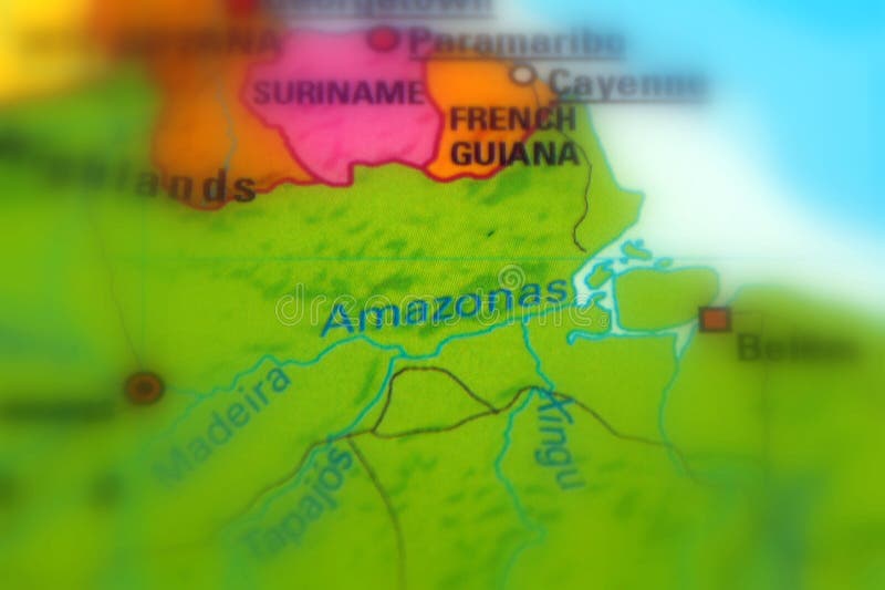 The Amazon River, South America. Stock Image - Image of cartography ...