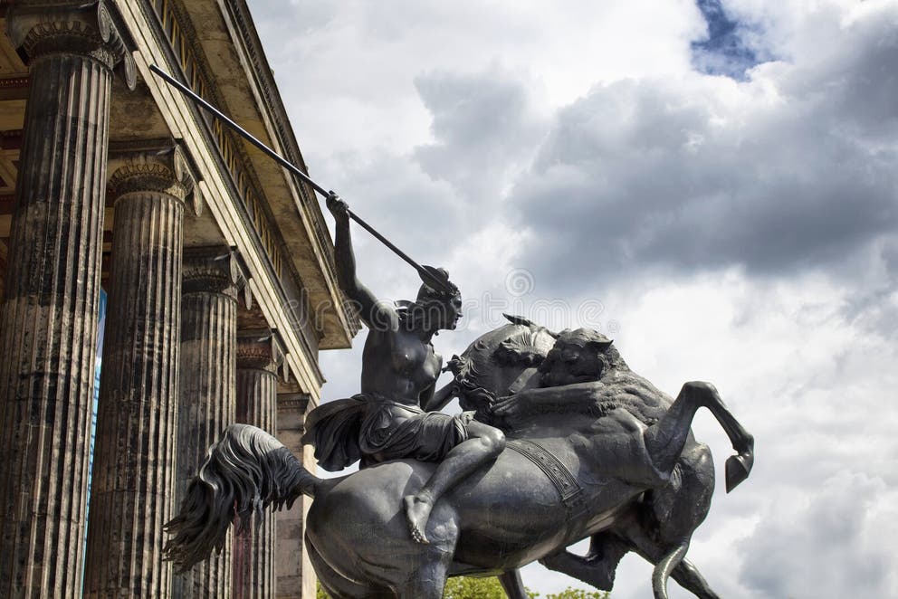 Amazon Statue in Front of Altes Museum Stock Photo - Image of lion ...