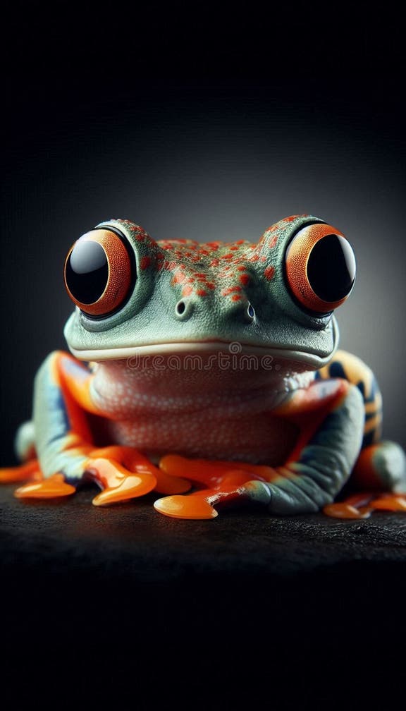 Amazon Tree Frog with Big Eyes and Contrasting Colors Stock ...