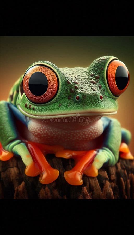 Amazon Tree Frog with Big Eyes and Contrasting Colors Stock ...
