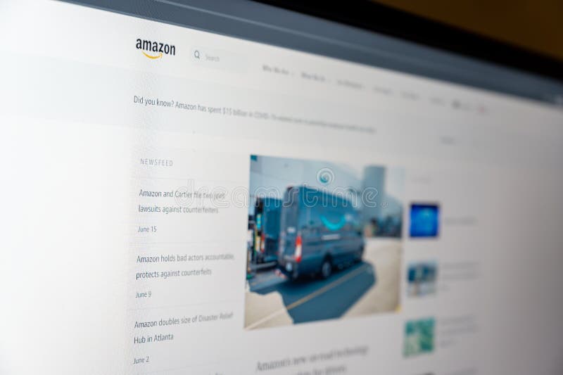 AMAZON Web Page on PC Screen. Amazon an American Company, World`s ...