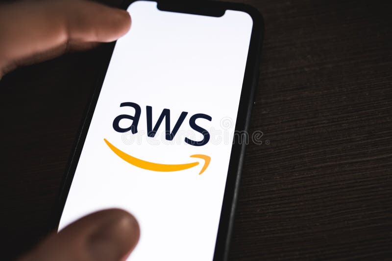 Amazon Web Services Logo on the Smartphone Screen. Editorial Stock ...