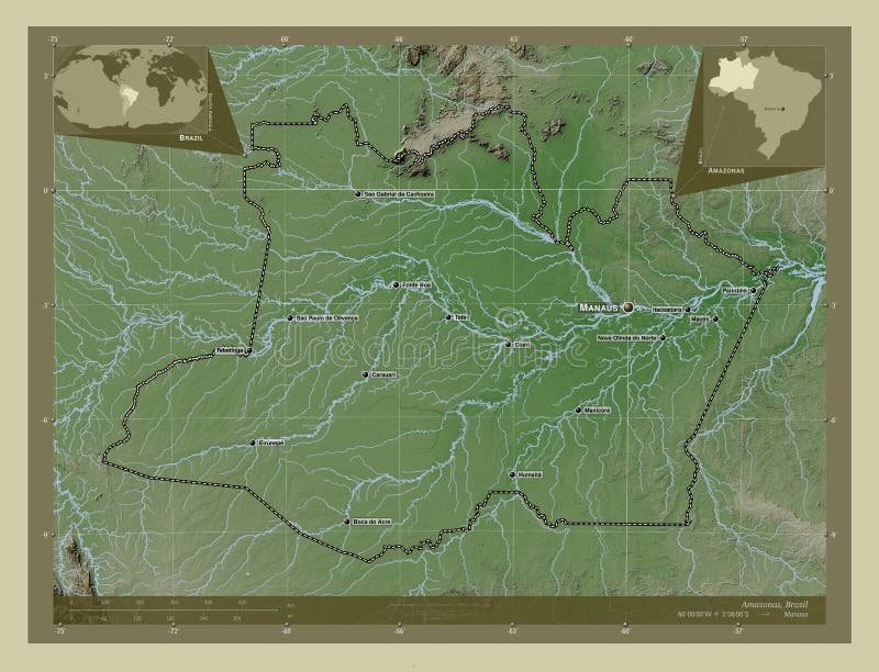 Amazonas, Brazil. Wiki. Labelled Points of Cities Stock Photo - Image ...