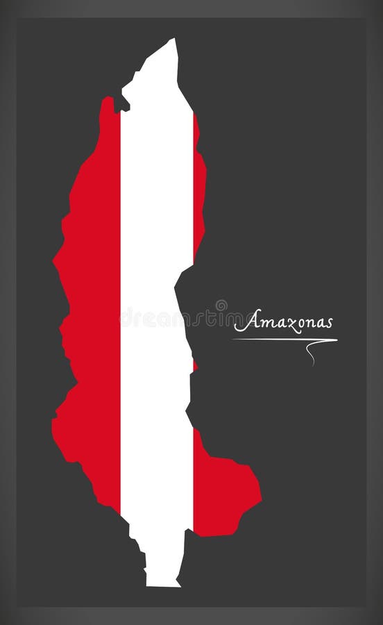 Amazonas Map With Peruvian National Flag Illustration Stock Vector ...