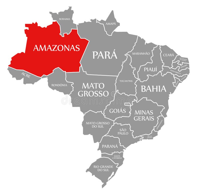 Amazonas Red Highlighted in Map of Brazil Stock Illustration ...