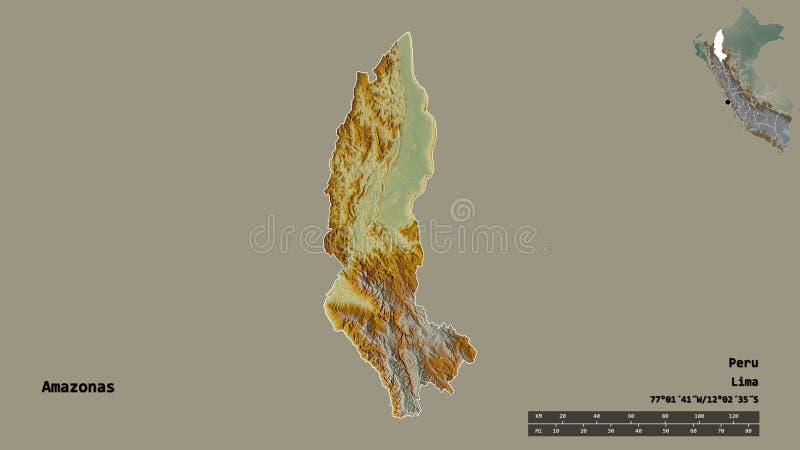 Amazonas, Region of Peru, Zoomed. Relief Stock Illustration ...
