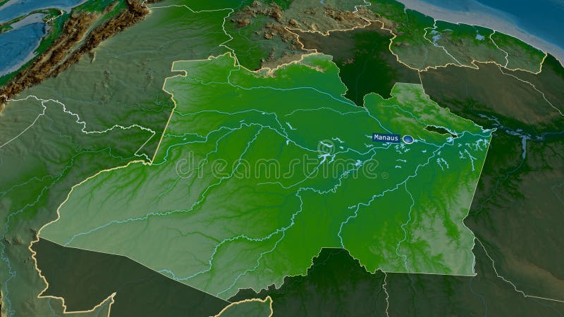 Amazonas, Brazil - Highlighted with Capital. Physical Stock ...