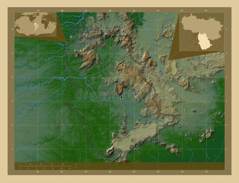 Amazonas, Venezuela. Physical. Major Cities Stock Illustration ...