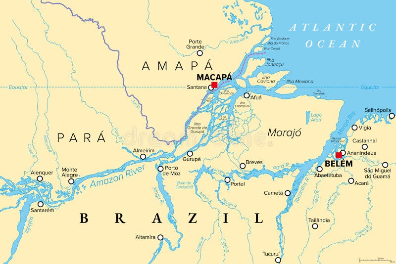 Amazon Delta, Amazonas, Political Map Stock Vector - Illustration of ...