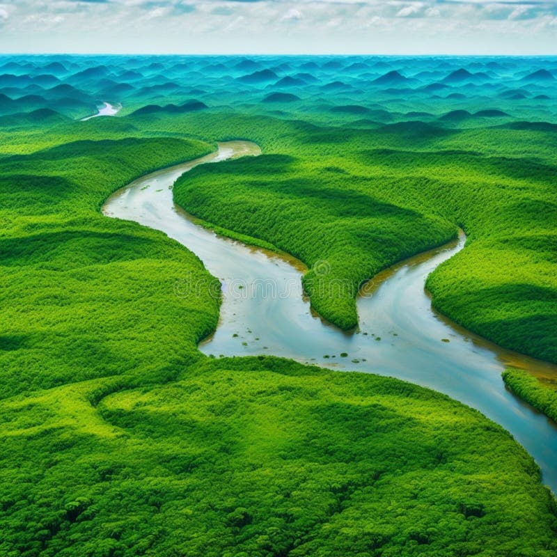 Amazon Rainforest. Aerial View of the Amazon Rainforest with a River ...