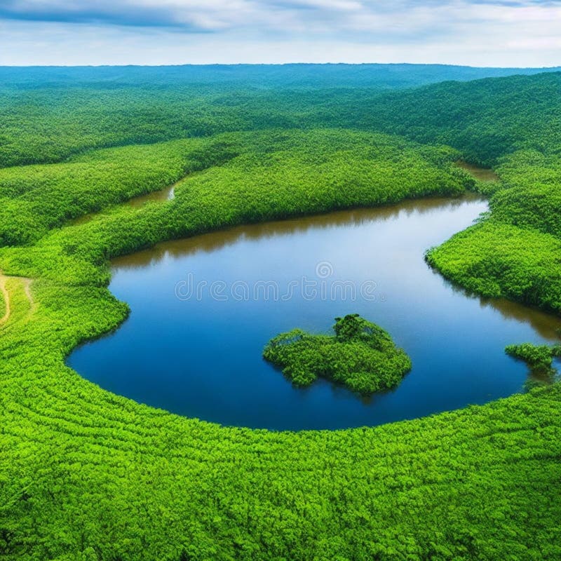 Amazon Rainforest. Aerial View of the Amazon Rainforest with a River ...