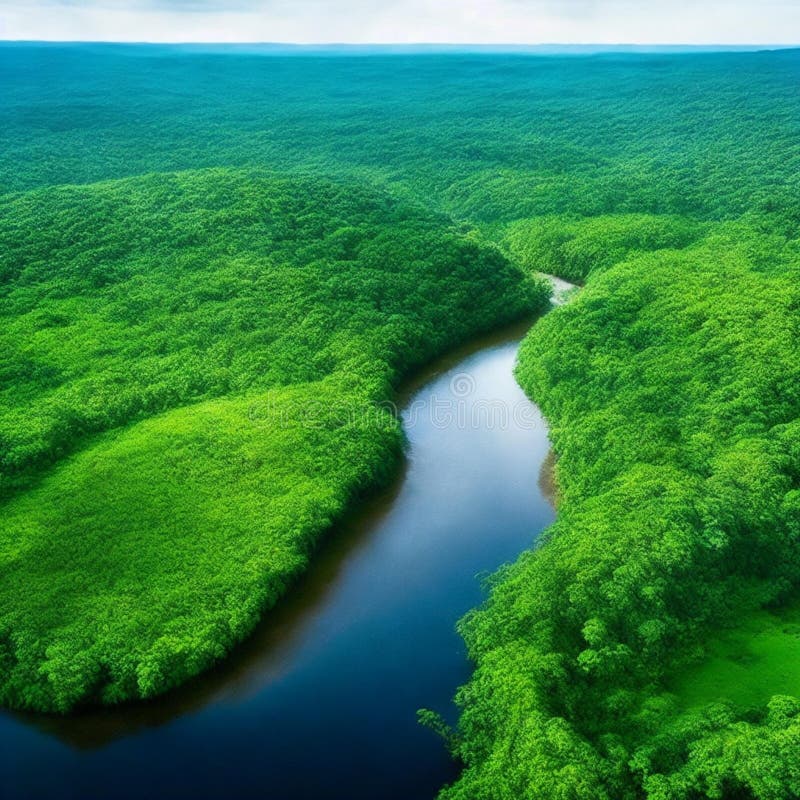 Amazon Rainforest. Aerial View of the Amazon Rainforest with a River ...