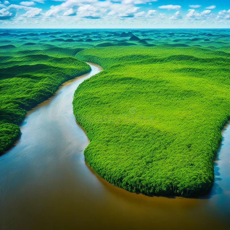 Amazon Rainforest. Aerial View of the Amazon Rainforest with a River ...