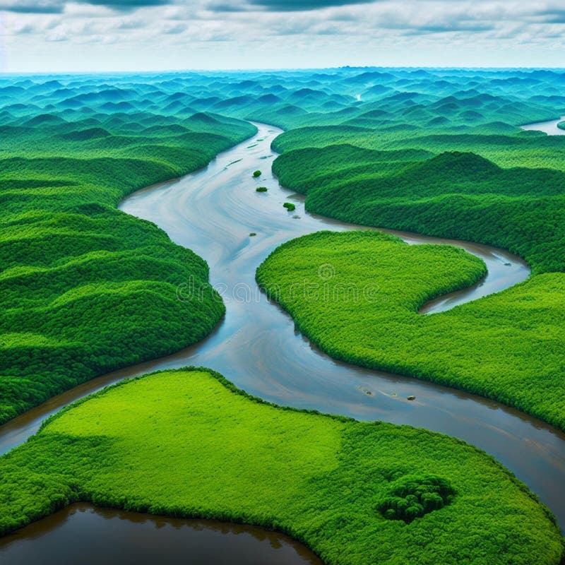 Amazon Rainforest. Aerial View of the Amazon Rainforest with a River ...