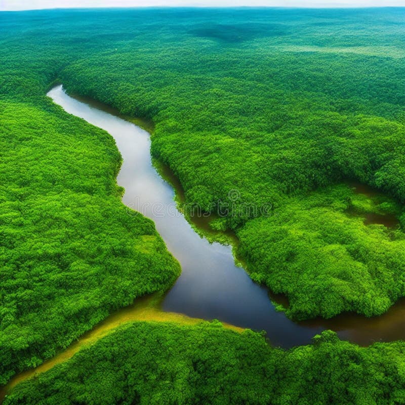 Amazon Rainforest. Aerial View of the Amazon Rainforest with a River ...