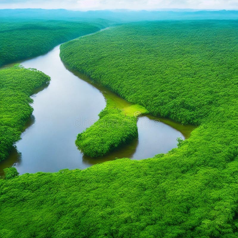 Amazon Rainforest. Aerial View of the Amazon Rainforest with a River ...