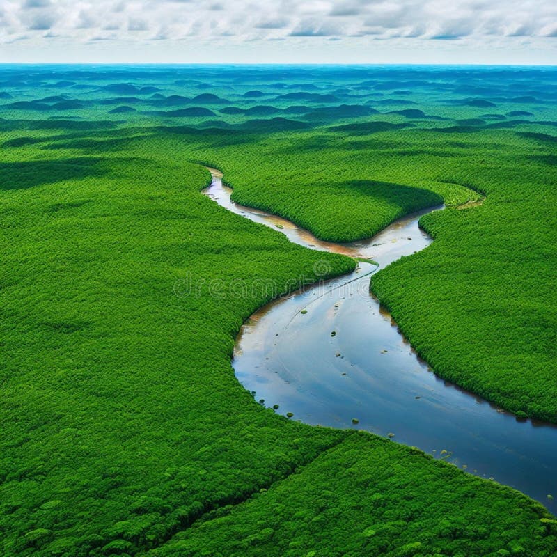 Amazon Rainforest. Aerial View of the Amazon Rainforest with a River ...