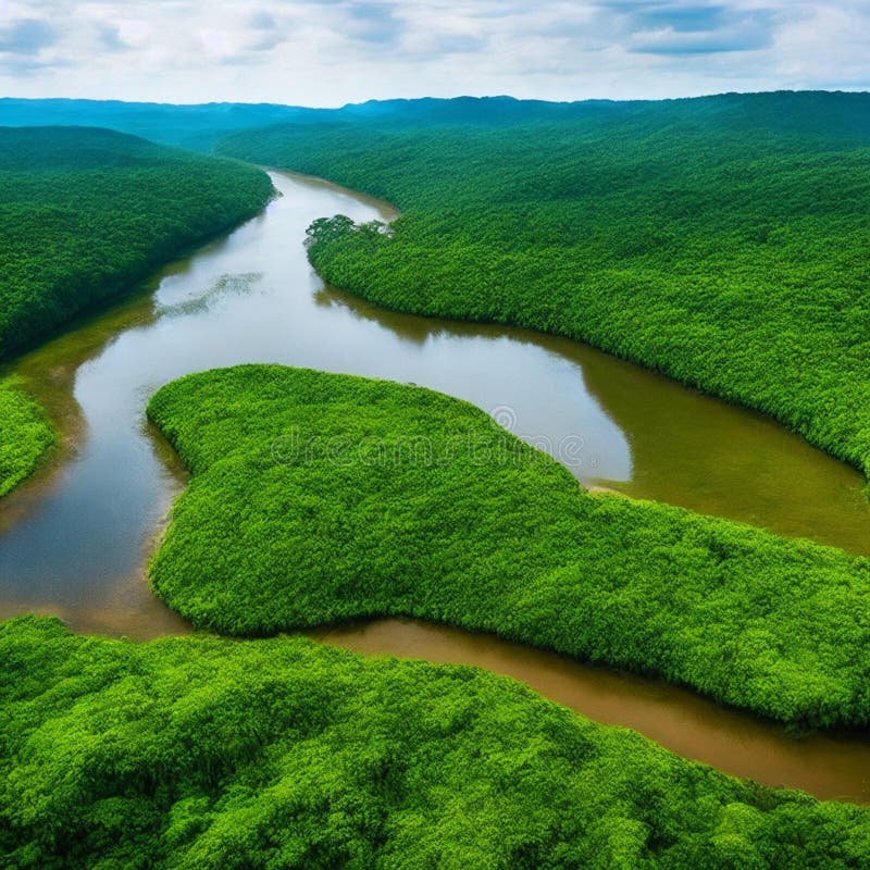 Amazon Rainforest. Aerial View of the Amazon Rainforest with a River ...