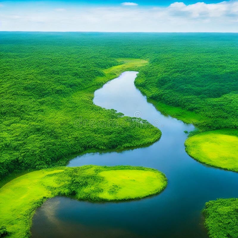 Amazon Rainforest. Aerial View of the Amazon Rainforest with a River ...