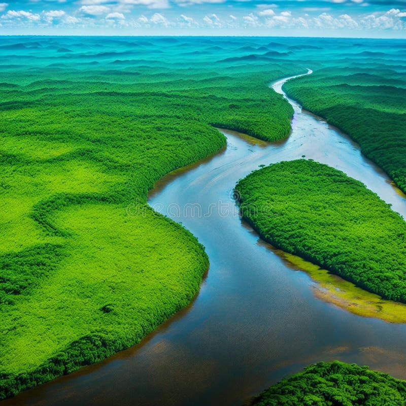 Amazon Rainforest. Aerial View of the Amazon Rainforest with a River ...