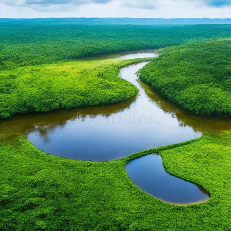 Amazon Rainforest. Aerial View of the Amazon Rainforest with a River ...