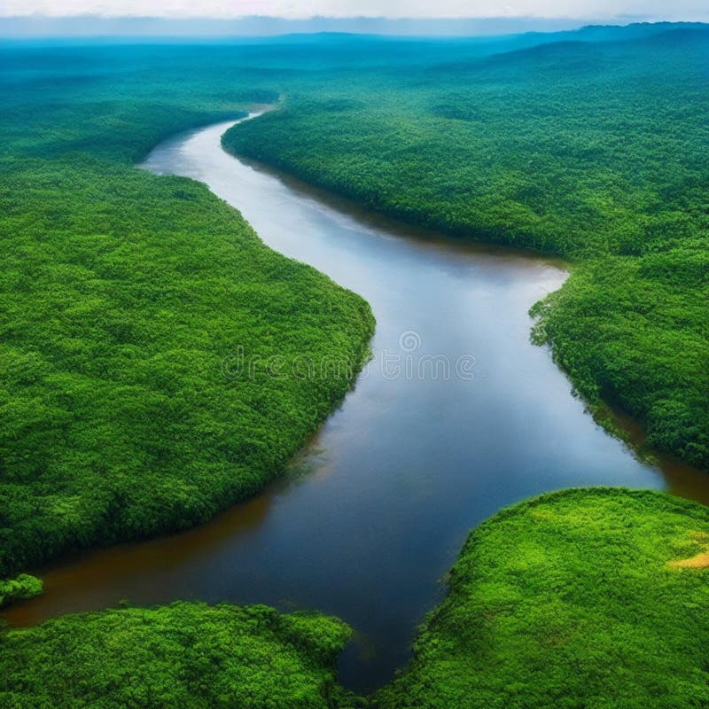 Amazon Rainforest. Aerial View of the Amazon Rainforest with a River ...