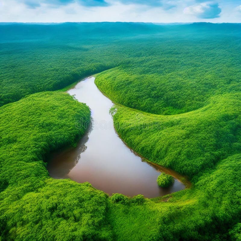 Amazon Rainforest. Aerial View of the Amazon Rainforest with a River ...