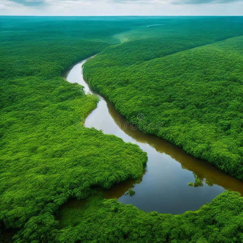Amazon Rainforest. Aerial View of the Amazon Rainforest with a River ...