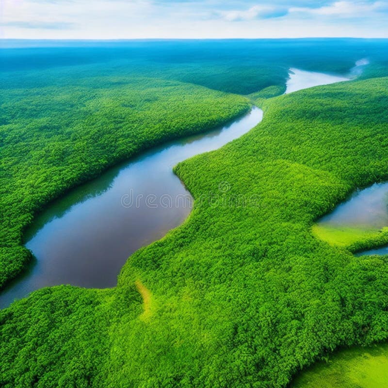 Amazon Rainforest. Aerial View of the Amazon Rainforest with a River ...