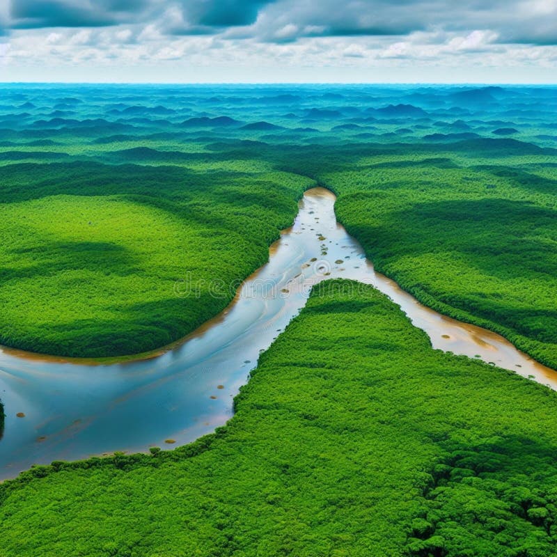 Amazon Rainforest. Aerial View of the Amazon Rainforest with a River ...