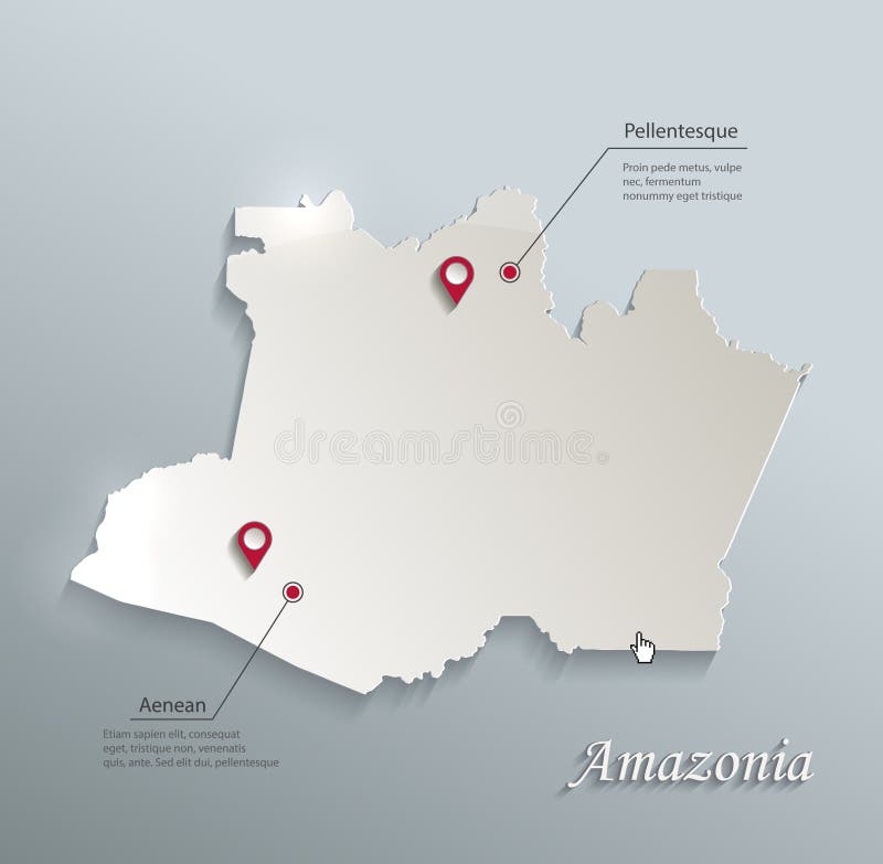 Amazonia Map Blue White Card Paper 3D Stock Vector - Illustration of ...