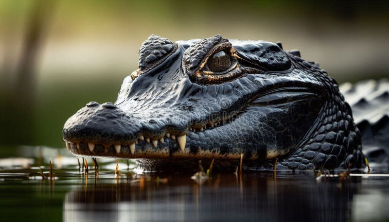 Amazonian Black Caiman in the Shallow Waters Stock Illustration ...