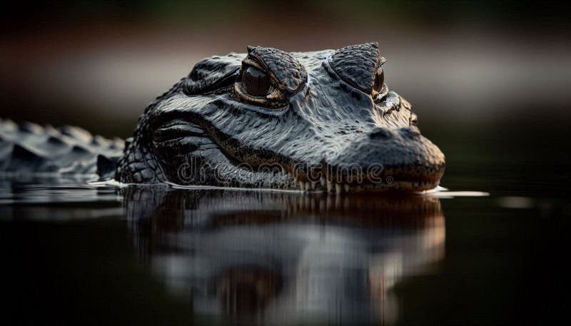 Amazonian Black Caiman in the Shallow Waters Stock Illustration ...