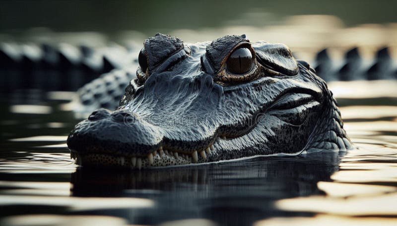 Amazonian Black Caiman in the Shallow Waters Stock Illustration ...