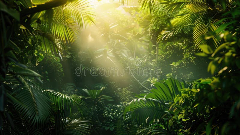 Amazonian Lush Rain Forest Jungle Stock Illustration - Illustration of ...