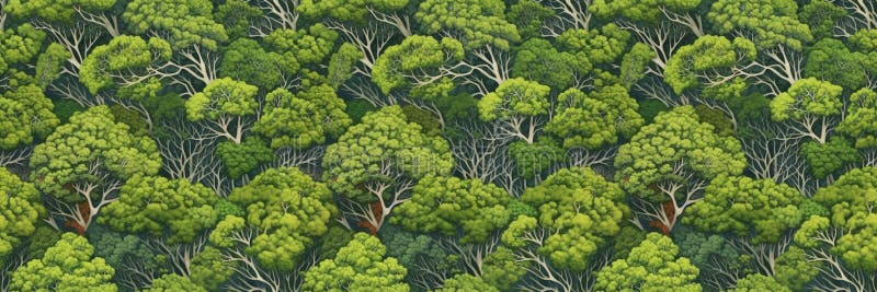 Amazonian Tree Seamless Pattern, Top View, Hyperrealism. Stock Image ...