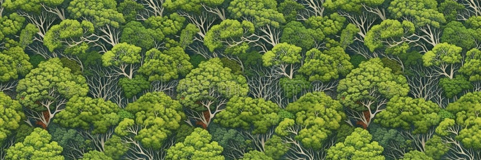 Amazonian Tree Seamless Pattern, Top View, Hyperrealism. Stock Image ...