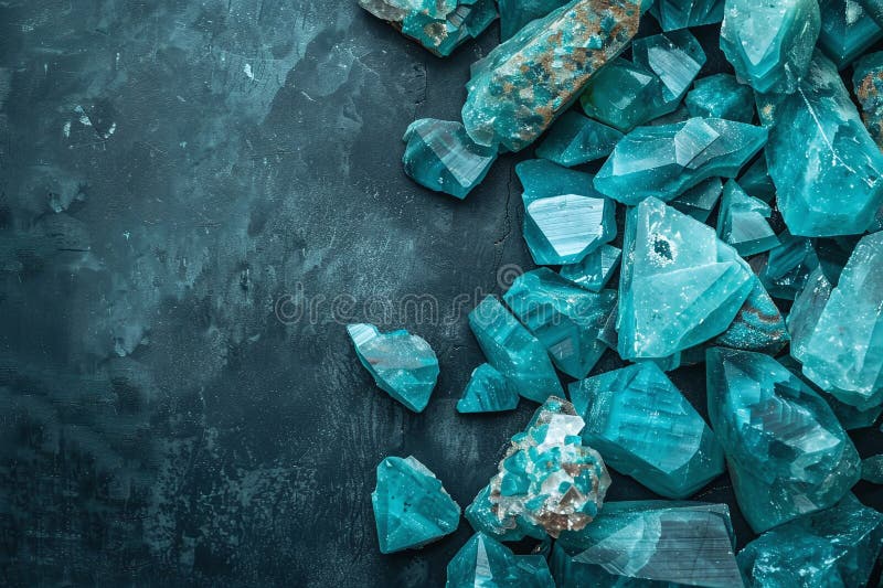 Amazonite Crystals Geode Close Up on Stone Background, Esoteric Teal ...