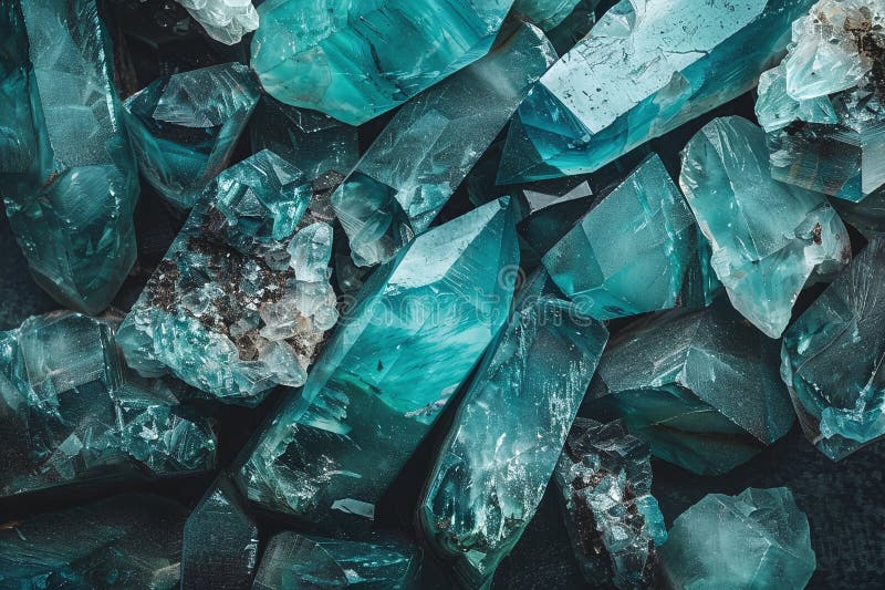 Amazonite Crystals Geode Close Up on Stone Background, Esoteric Teal ...