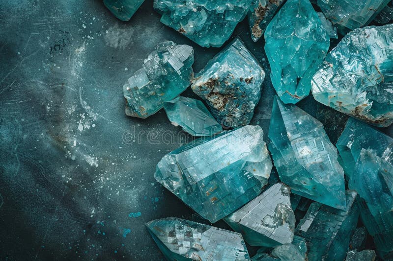 Amazonite Crystals Geode Close Up on Stone Background, Esoteric Teal ...