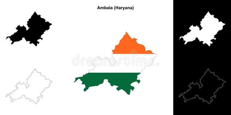 Ambala outline map stock vector. Illustration of districts - 368827712