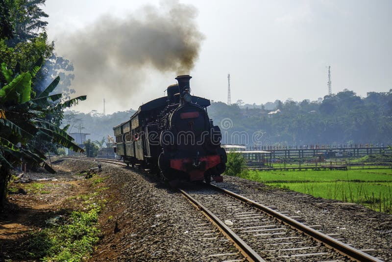 Ambarawa, May 2020, Indonesia. Historic Steam Engine with Heavy Dark ...