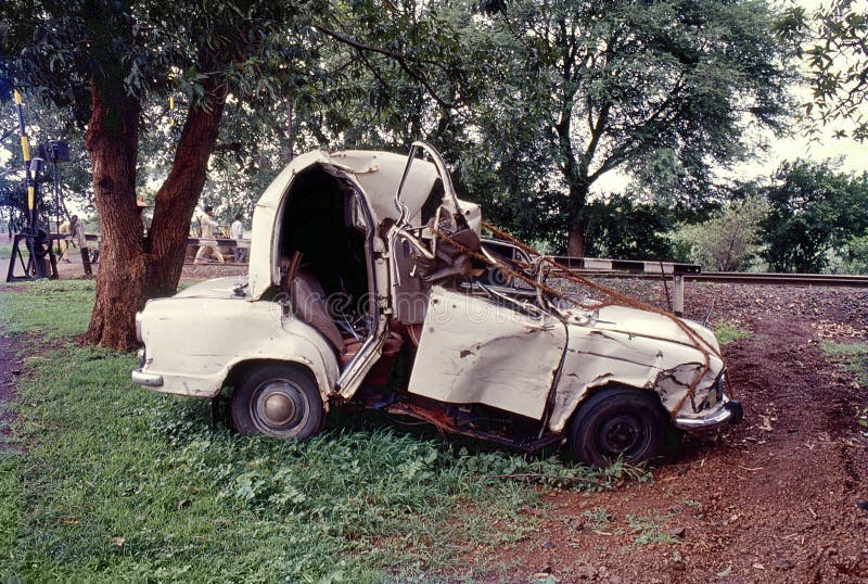 A Completely Wrecked Car after a Serious Accident,ruined Car Isolated ...