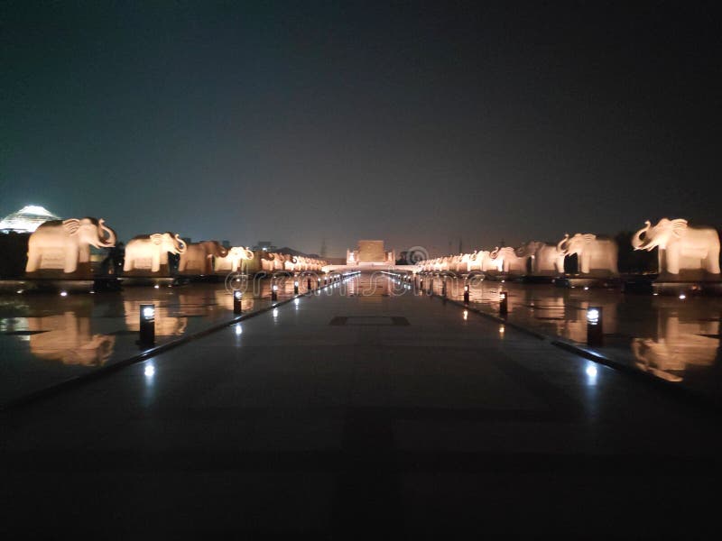 Ambedkar Park Lucknow in Night Stock Image - Image of night, landmark ...