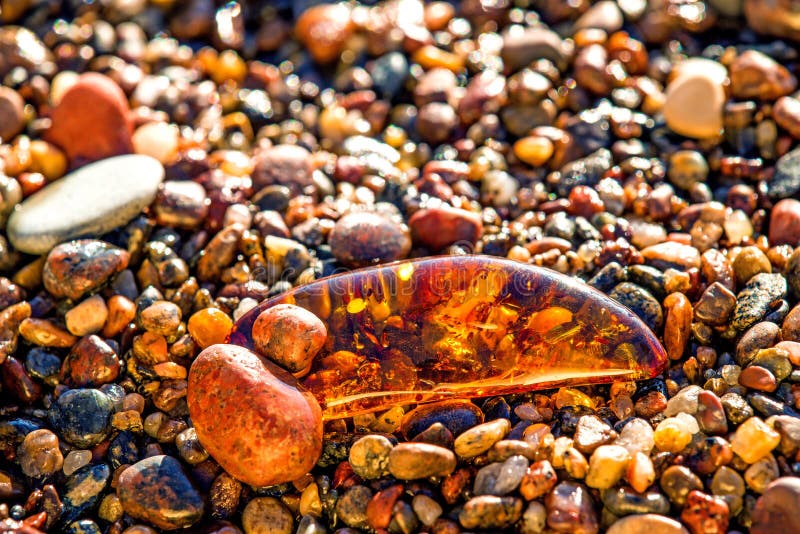 Amber on a beach stock image. Image of crystal, gemstone - 79285473